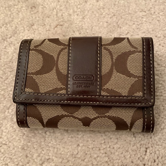 Coach | Bags | Nwot Coach Signature Print Leather Trim Wallet | Poshmark